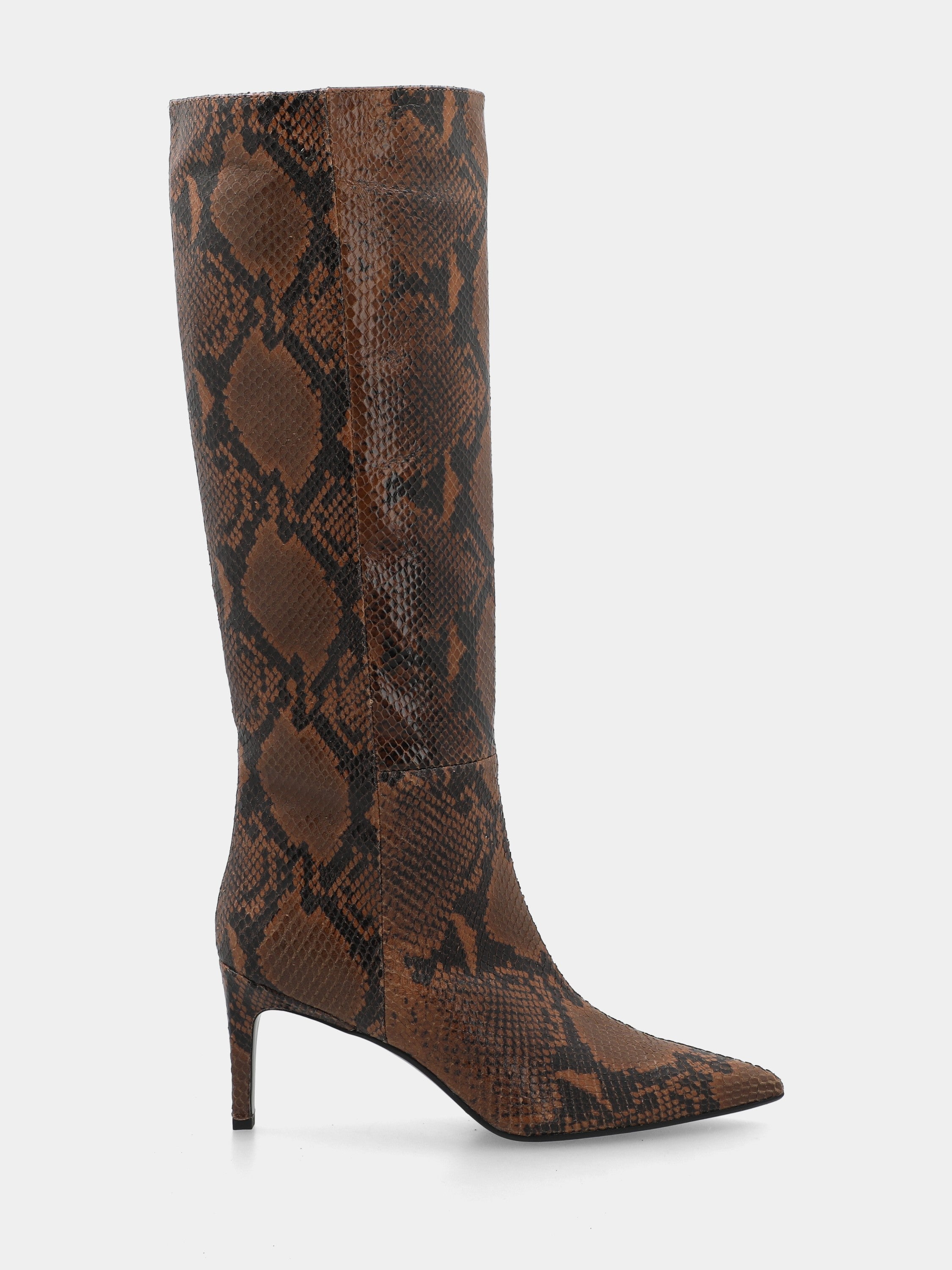 Calfskin python print boot with tube shaft and stiletto heel | Guja ...